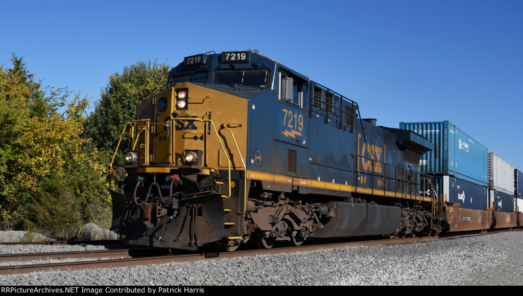 CSX 7219 X-CSX 281 CM44AC rebuilt from AC44CW leads an intermodal south through Lewisburg TN 9 ...